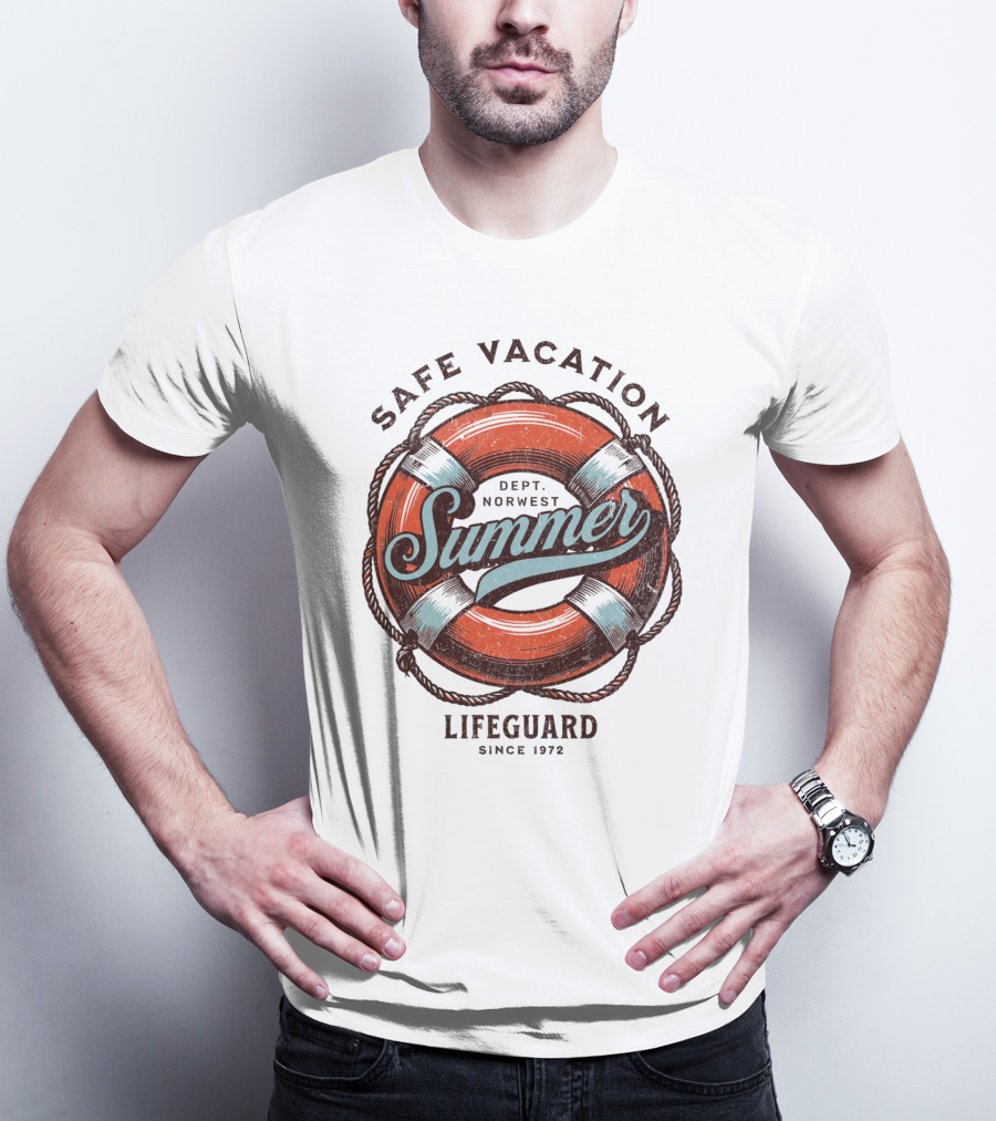 Safe Vacation Summer Dept Norwest Lifeguard Since 1972 T-Shirt