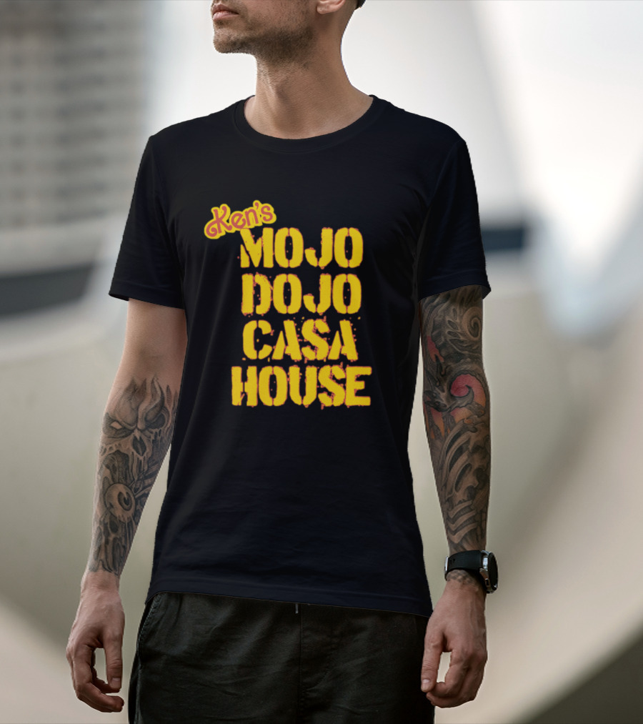 Ken's Mojo Dojo Casa House Yellow Grunge Text T-Shirt