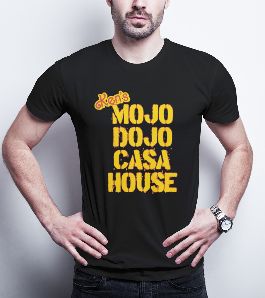 Ken's Mojo Dojo Casa House Yellow Grunge Text T-Shirt