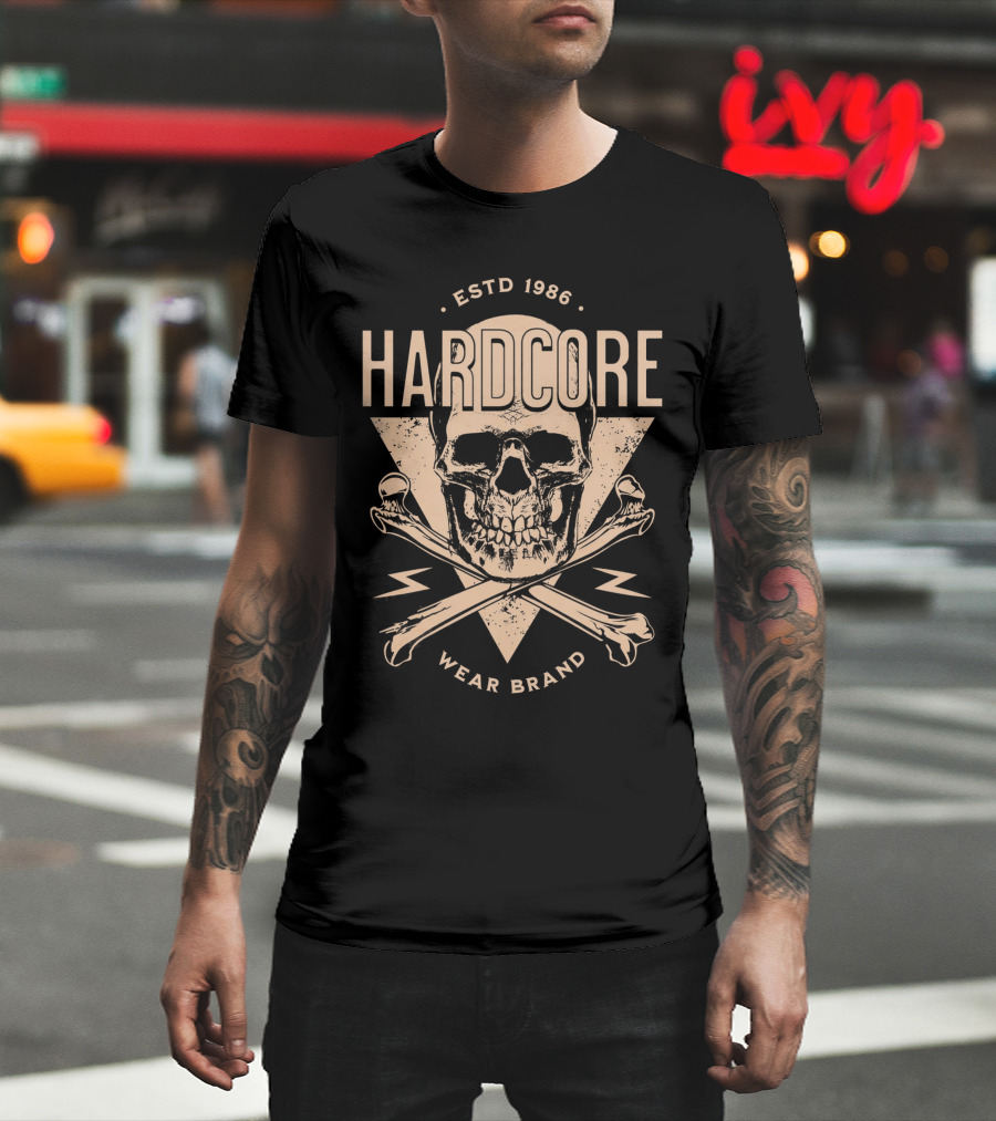 HARDCORE Skull ESTD 1986 Wear Brand T-Shirt