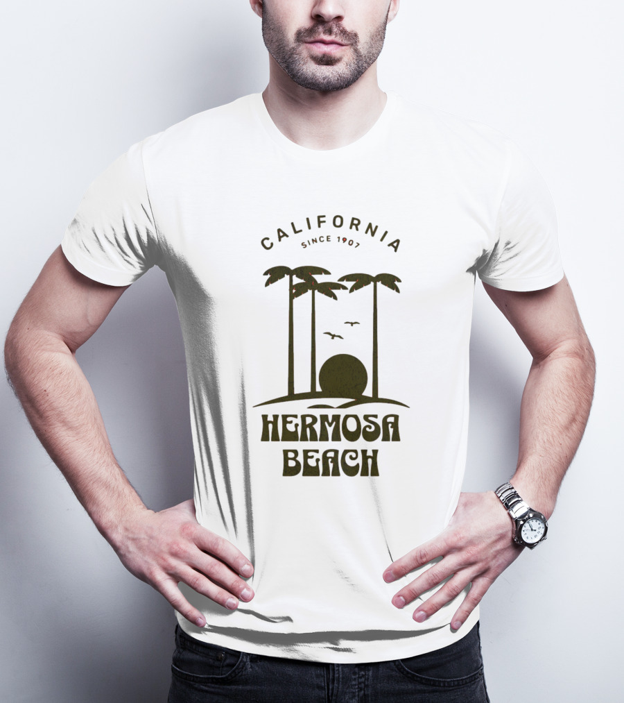 Hermosa Beach California Since 1907 Palm Trees Sunset T-Shirt