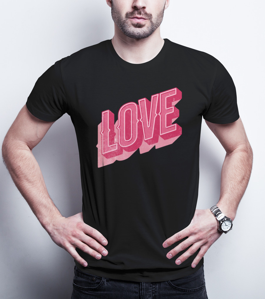 Retro Love Lettering Typography Valentines Day T-Shirt