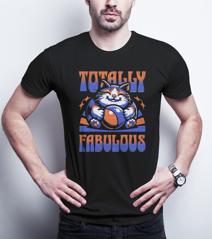 Totally Fabulous Cat With Beach Ball And Stars T-Shirt