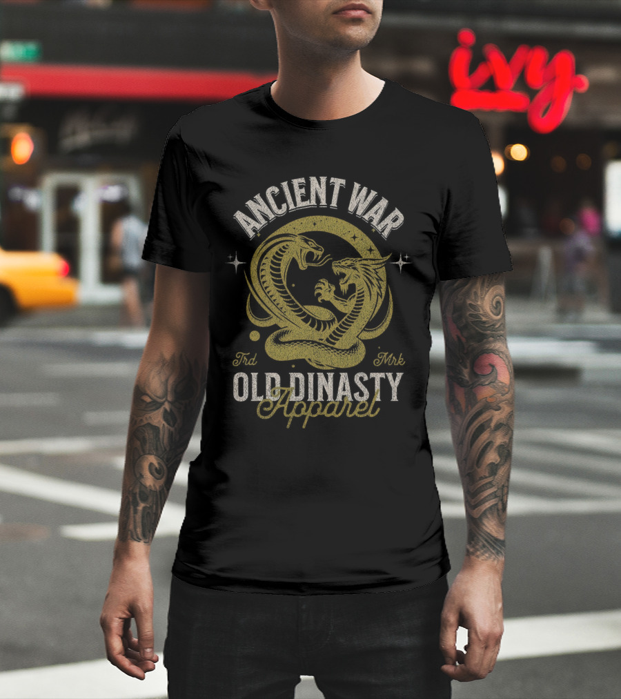 Ancient War Old Dinasty Apparel Dragon And Snake Fighting T-Shirt