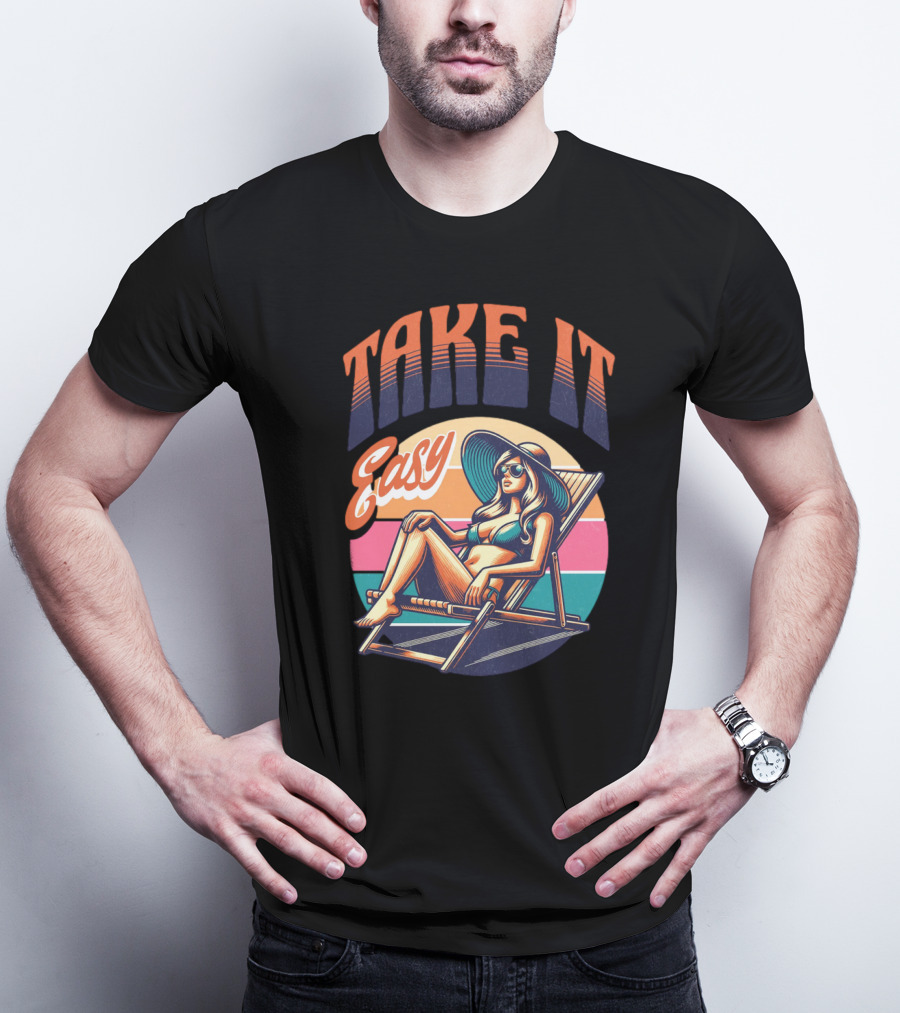 Take It Easy Summer Beach Retro Sunbathing Vibes T-Shirt