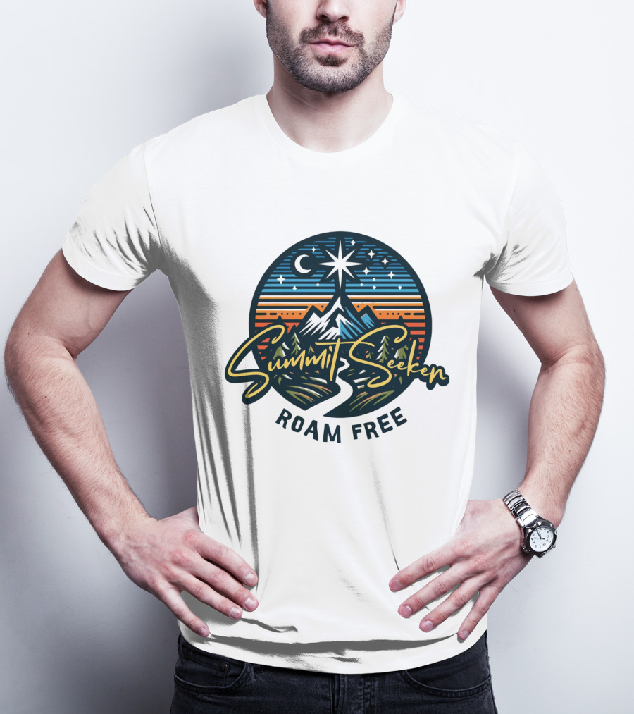 Summit Seeker Roam Free Mountain Adventure Night Sky T-Shirt