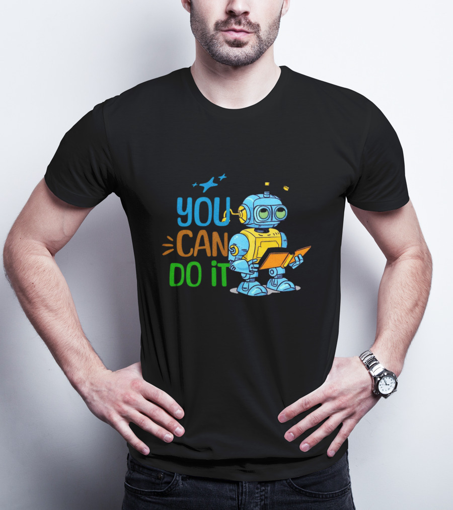 You Can Do It Robot Reading Motivation T-Shirt