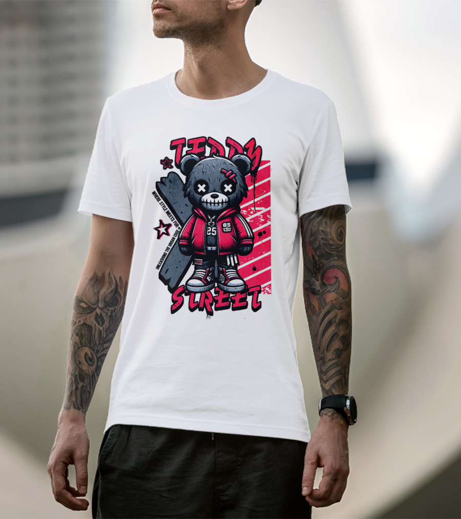 Teddy Street 85 Haunted Teddy Bea With Grunge Style Elements T-Shirt