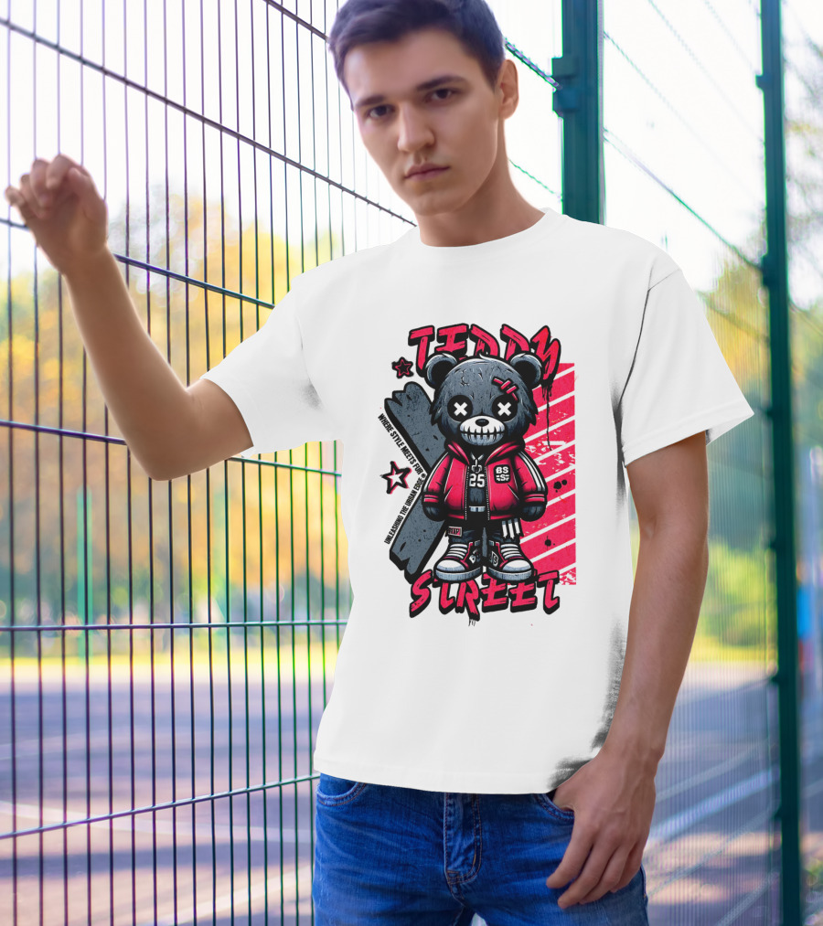 Teddy Street 85 Haunted Teddy Bea With Grunge Style Elements T-Shirt