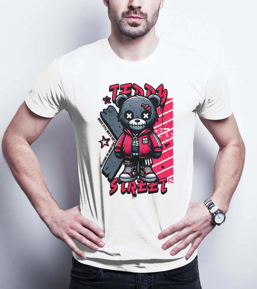 Teddy Street 85 Haunted Teddy Bea With Grunge Style Elements T-Shirt