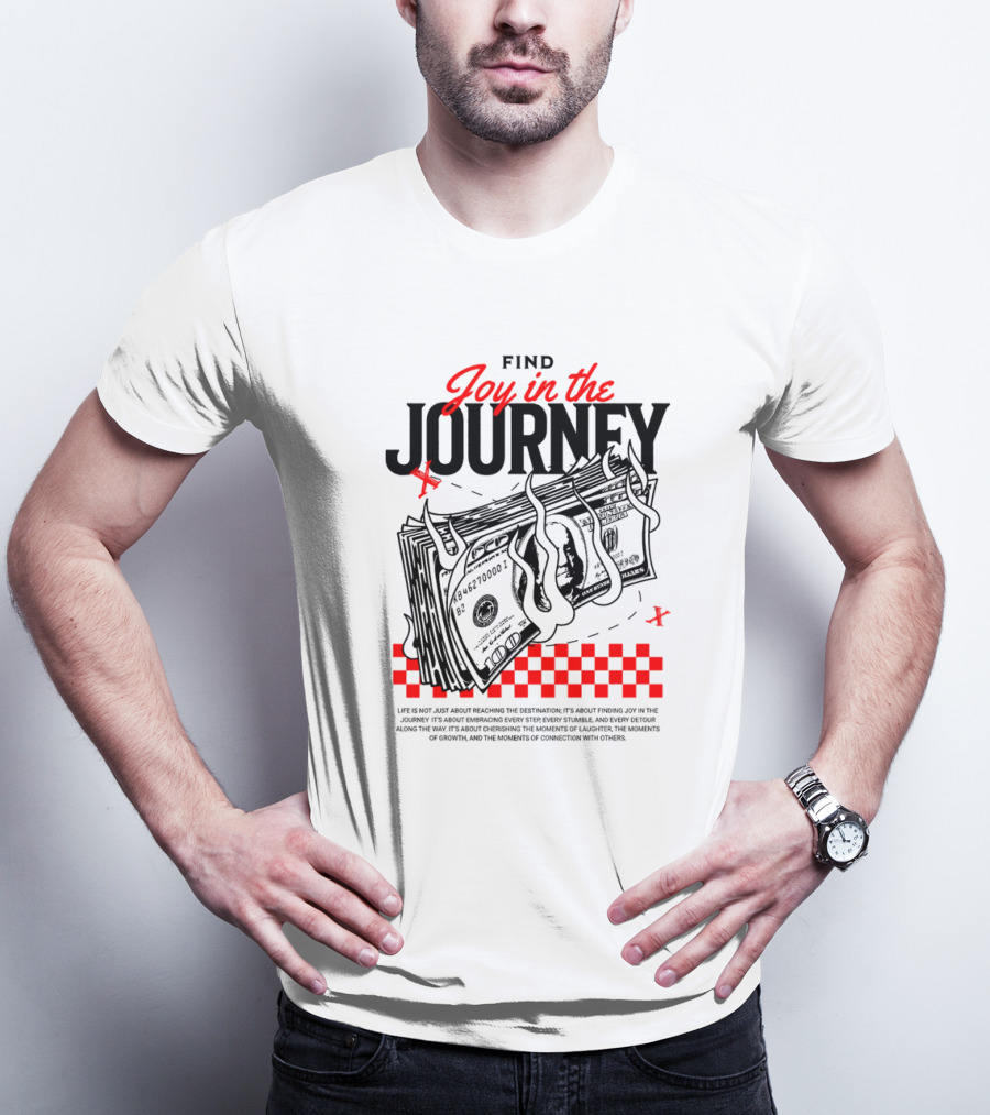 Find Joy In The Journey Dollar Bills Red Checker Elements T-Shirt