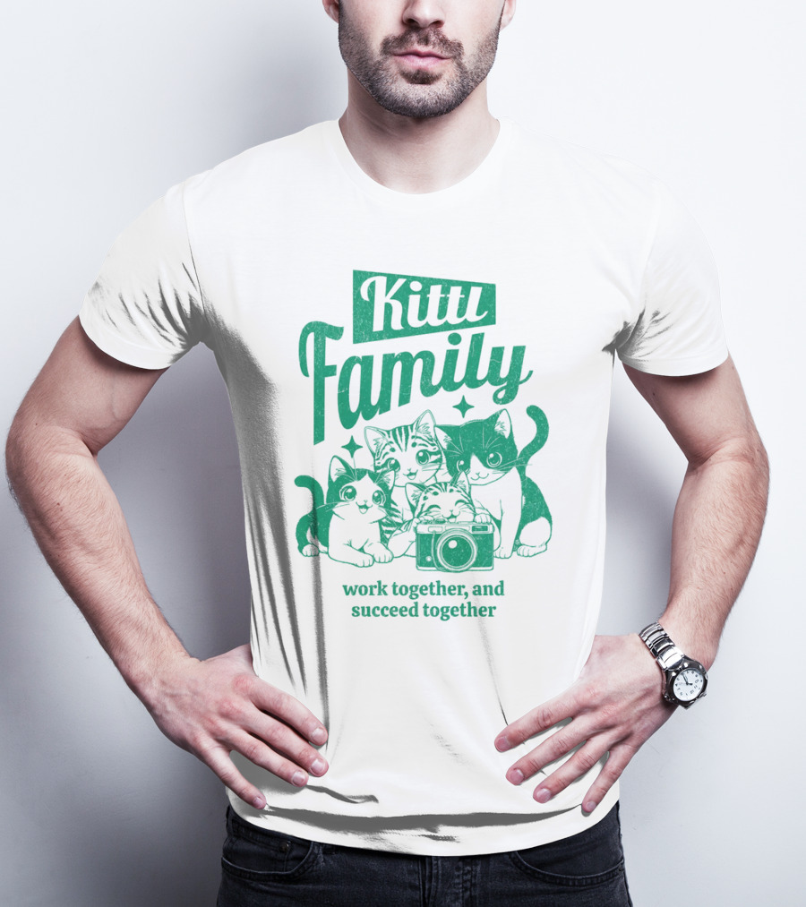 Kittl Family Work Together And Succeed Together Cats With Camera T-Shirt