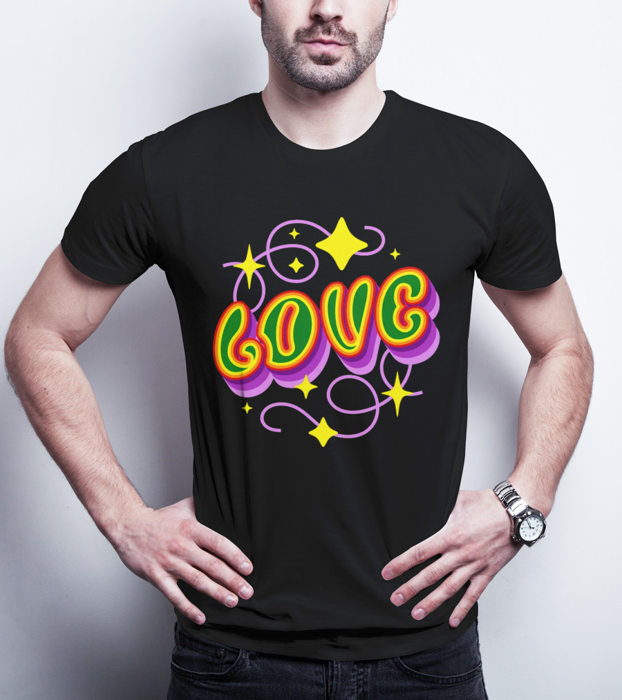 LOVE Stars And Swirls 70's T-Shirt