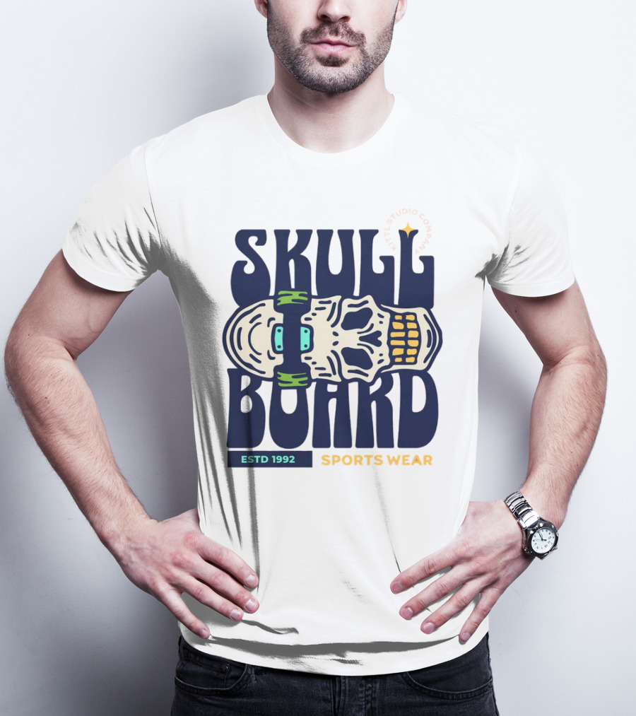SKULL BOARD ESTD 1992 SPORTS WEAR KTTTL STUDIO COMPANY T-Shirt