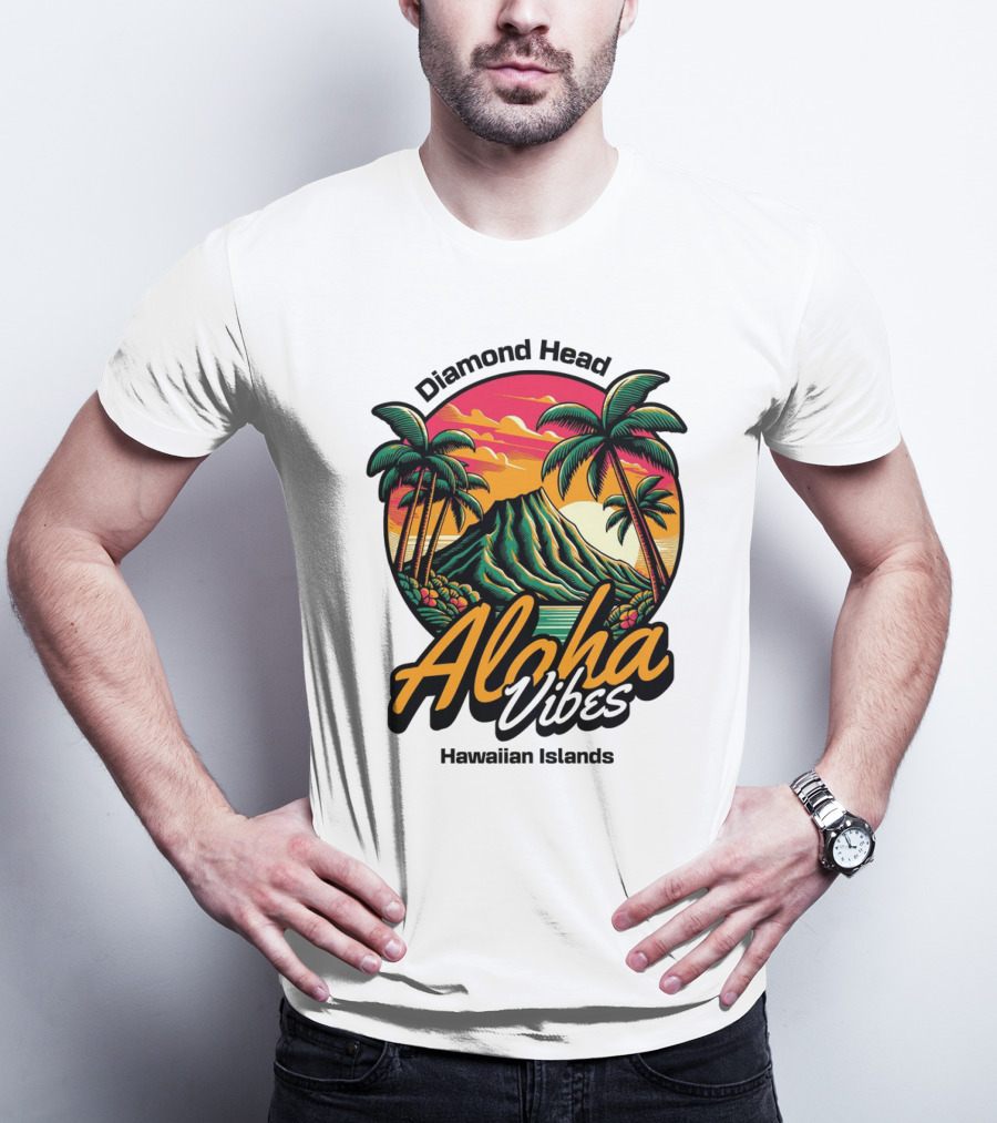 Diamond Head Aloha Vibes Hawaiian Islands T-Shirt