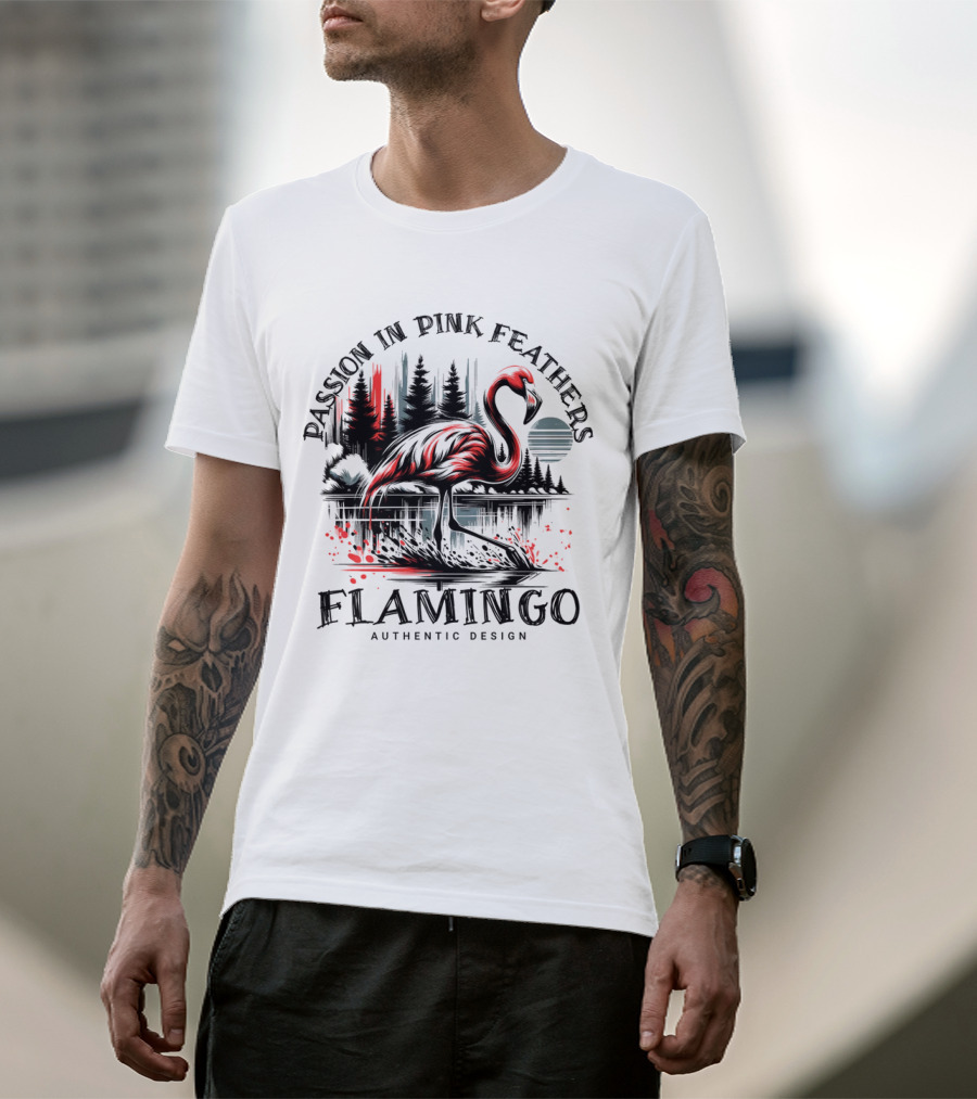Passion In Pink Feathers Flamingo Authentic T-Shirt