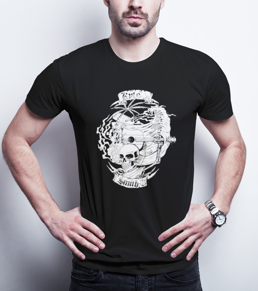 Kyle Smith Skull With Palm And Guitar Waves T-Shirt