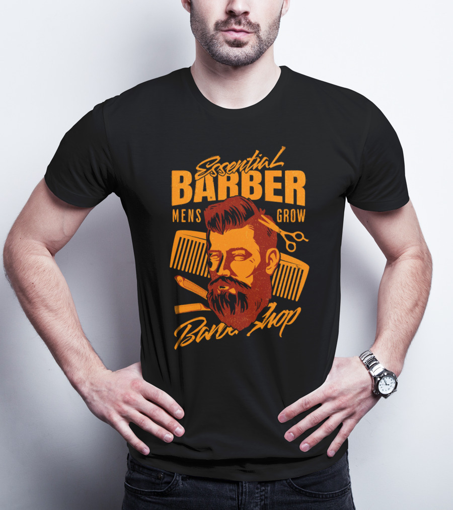 Essential Barber Mens Grow Barber Shop T-Shirt