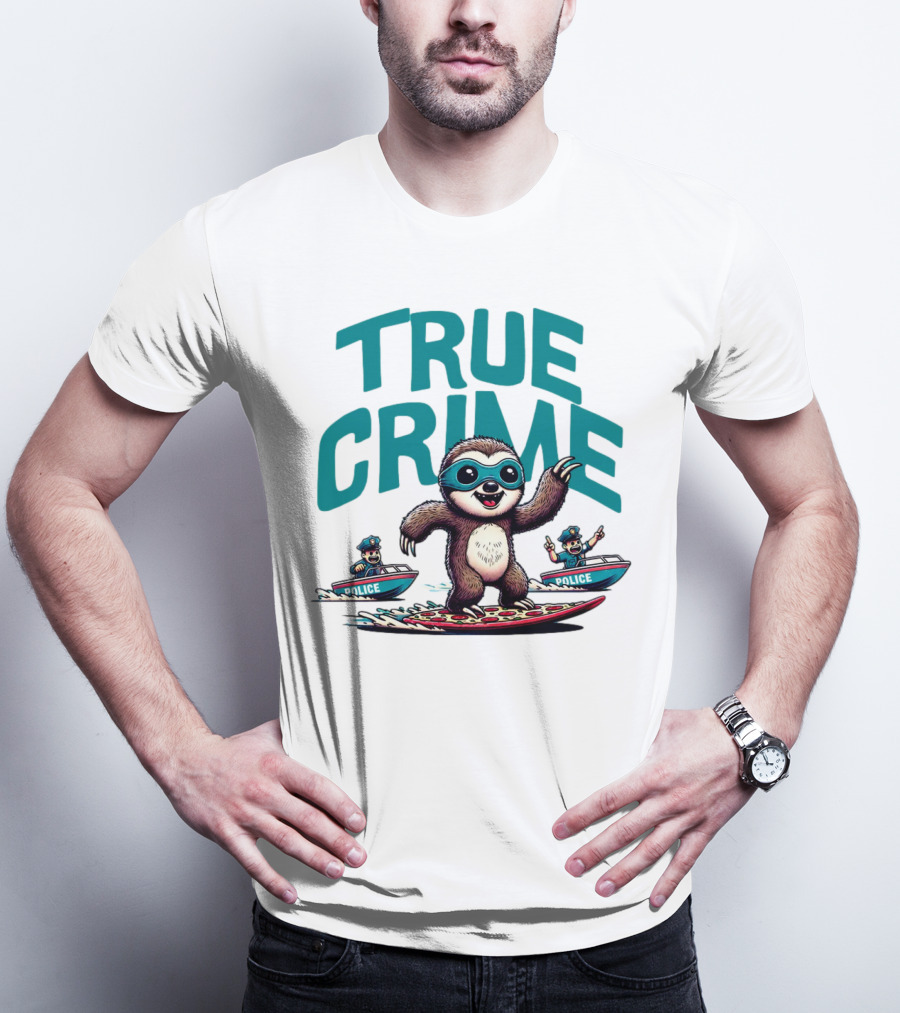 True Crime Sloth Surfing Police Chase T-Shirt