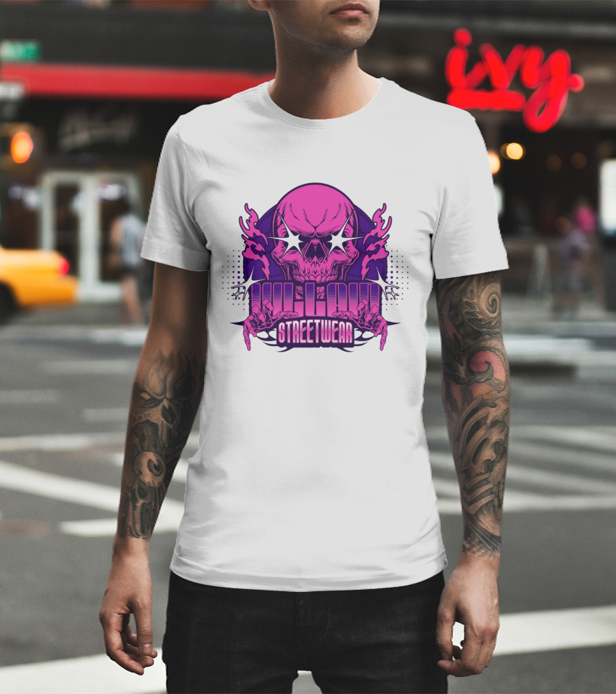 Villain Streetwear Skull Flames Urban Gothic Aesthetic T-Shirt