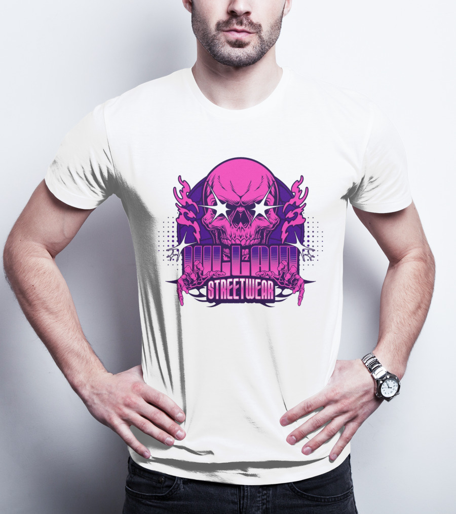 Villain Streetwear Skull Flames Urban Gothic Aesthetic T-Shirt