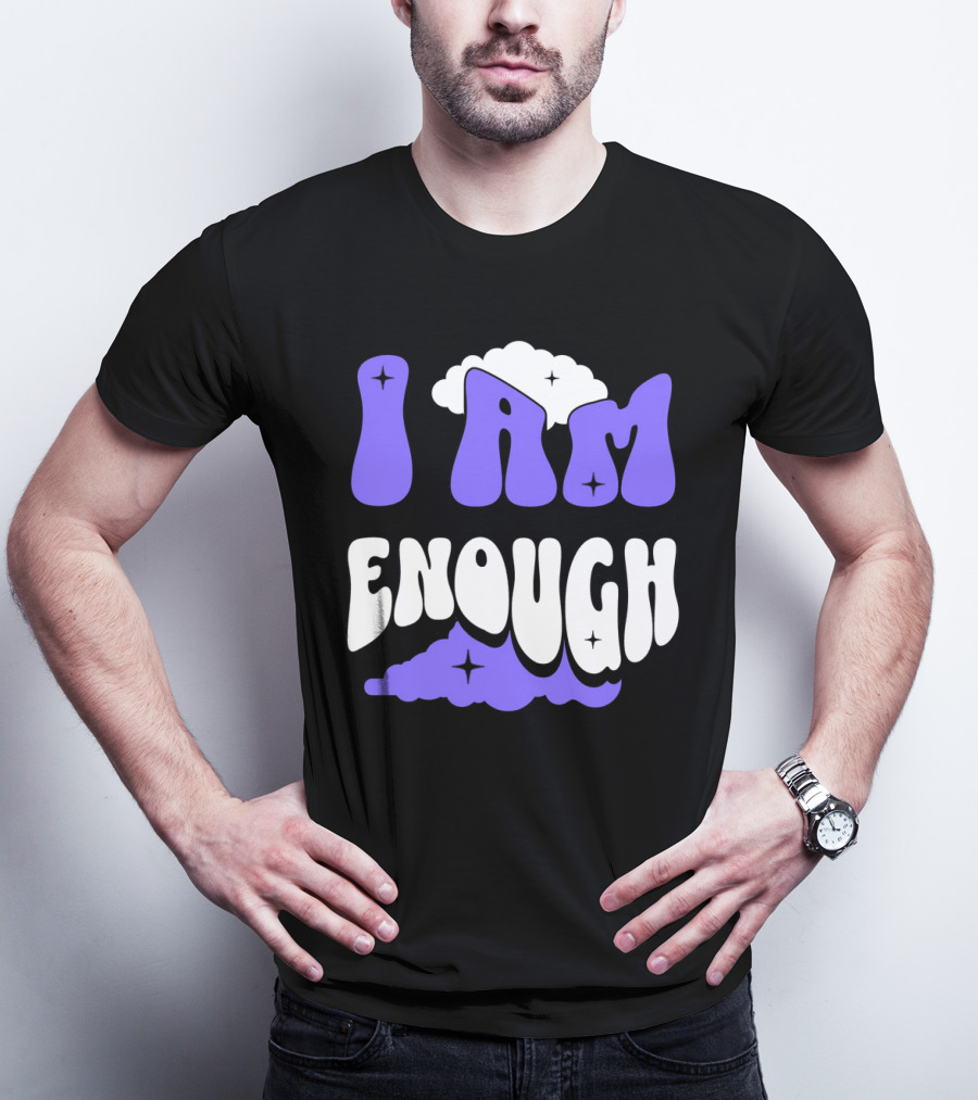 I Am Enough Groovy Cloud And Stars T-Shirt