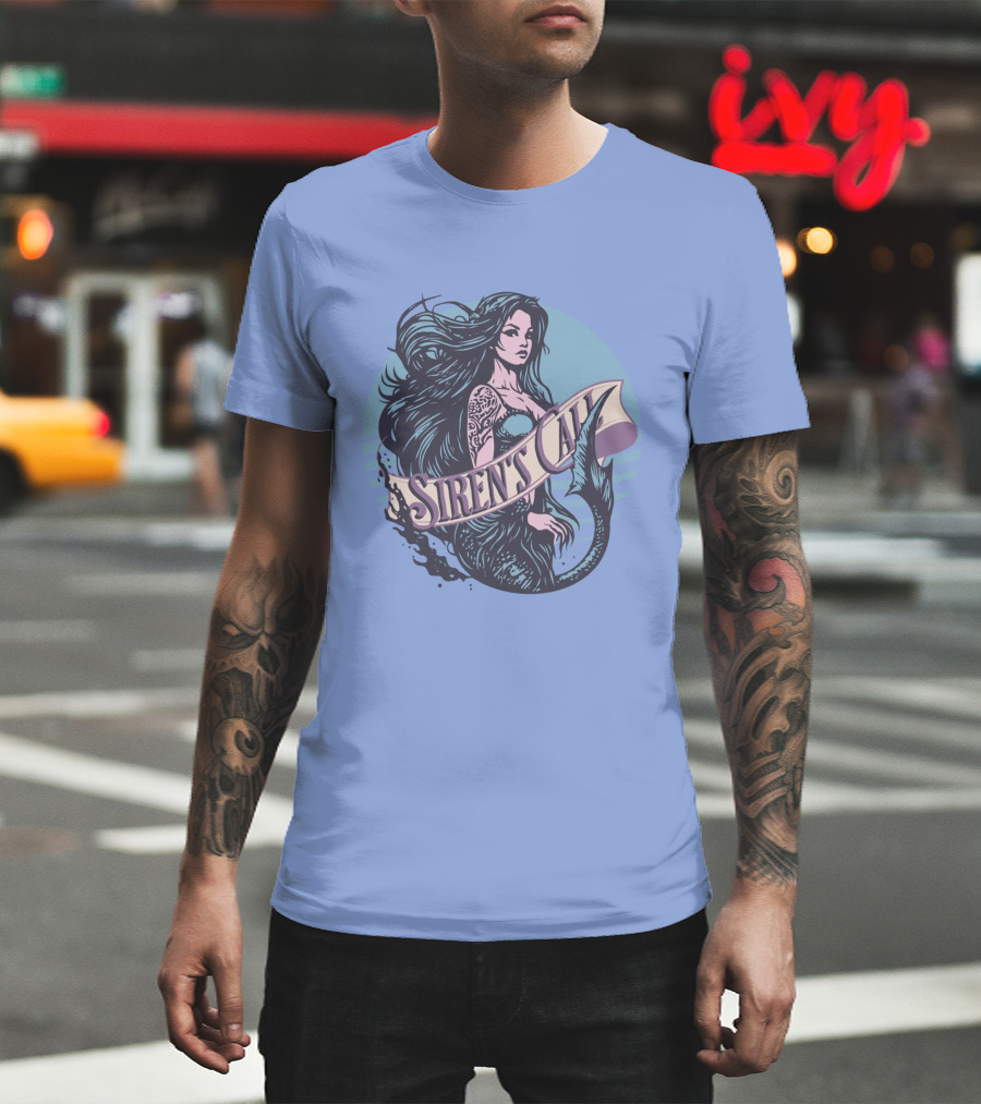 Siren's Call Mermaid Tattoo Ocean Waves T-Shirt