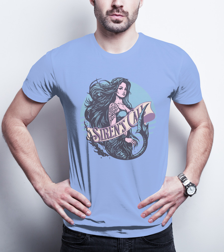 Siren's Call Mermaid Tattoo Ocean Waves T-Shirt