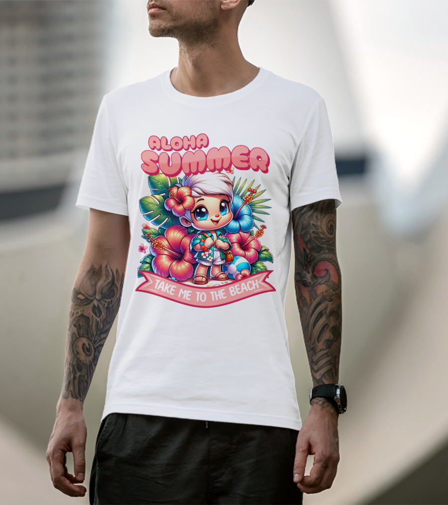 Aloha Summer Take Me To The Beach Hawaiian Tropical Cartoon T-Shirt