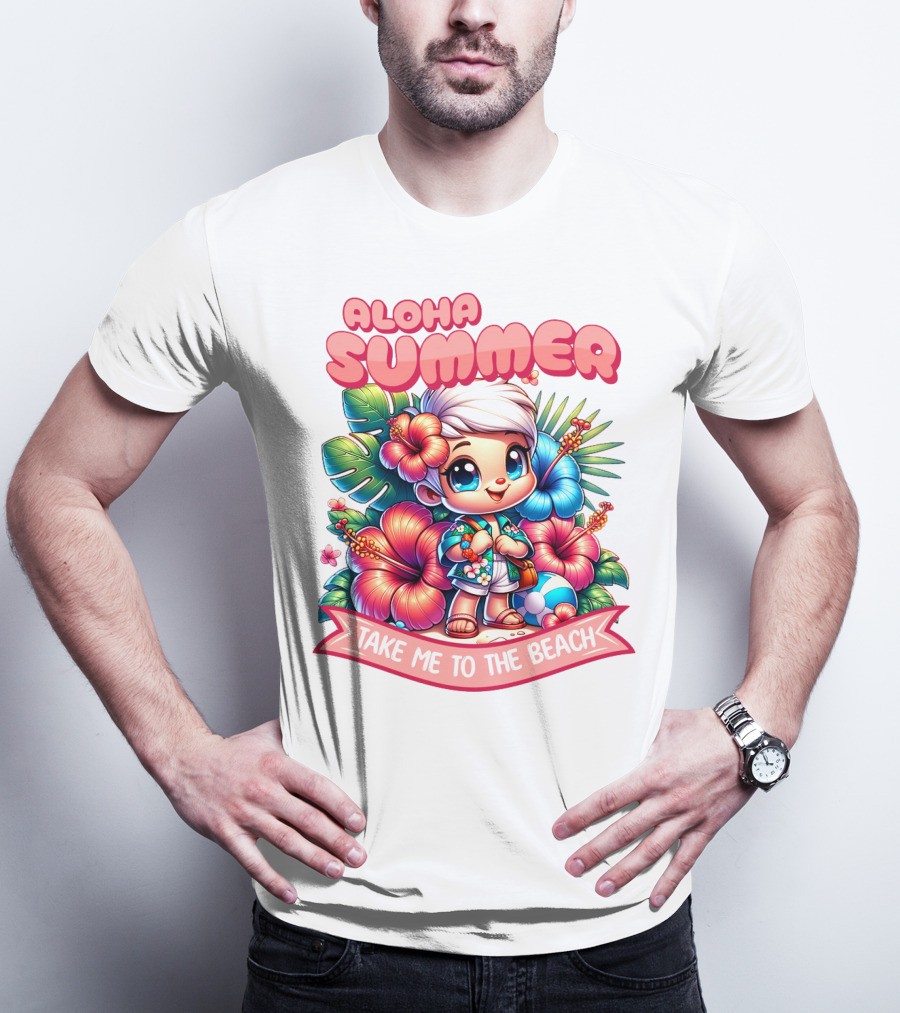 Aloha Summer Take Me To The Beach Hawaiian Tropical Cartoon T-Shirt