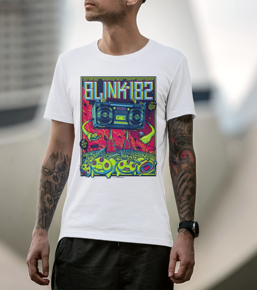 Blink-182 July 10th 2012 Motorpoint Arena Cardiff United Kingdom Boombox Alien Creature T-Shirt