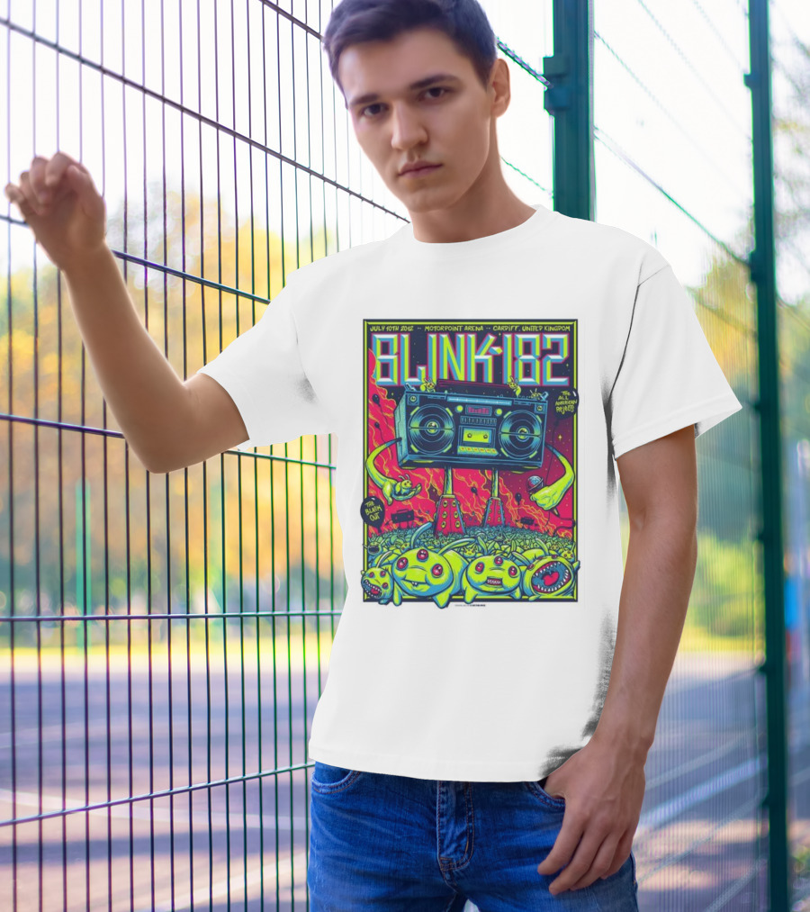 Blink-182 July 10th 2012 Motorpoint Arena Cardiff United Kingdom Boombox Alien Creature T-Shirt