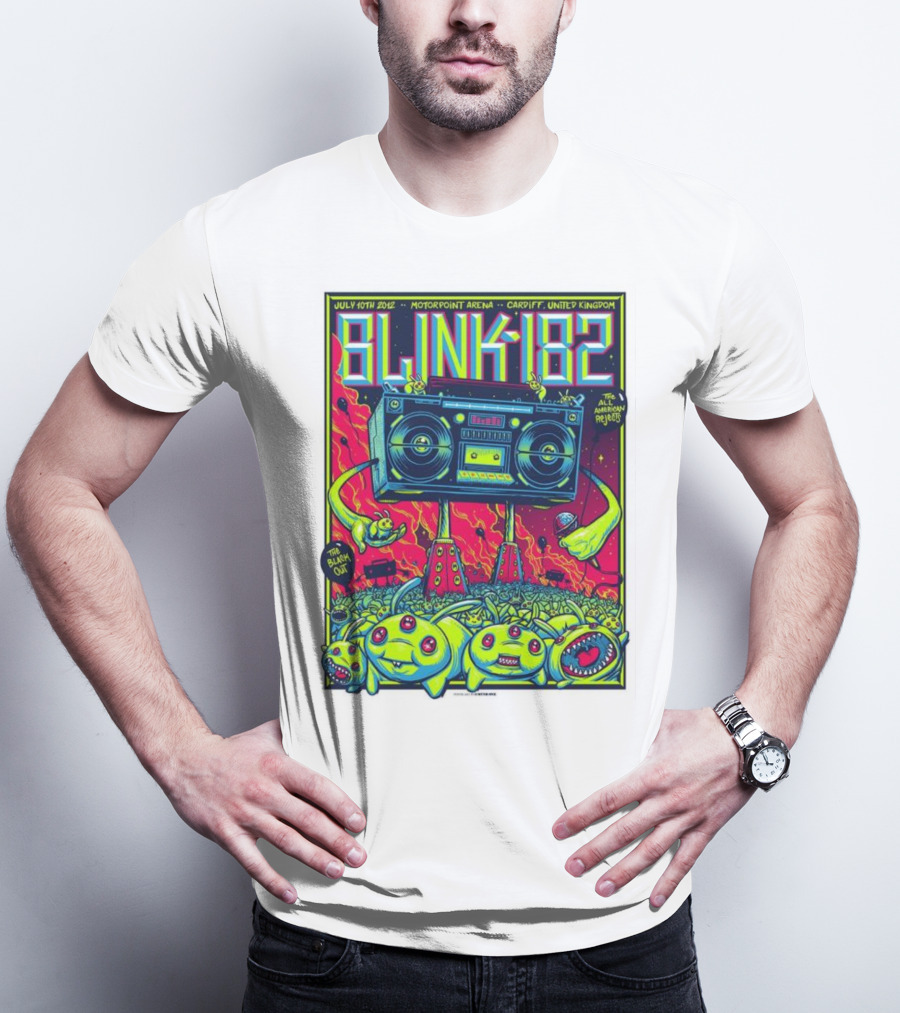 Blink-182 July 10th 2012 Motorpoint Arena Cardiff United Kingdom Boombox Alien Creature T-Shirt