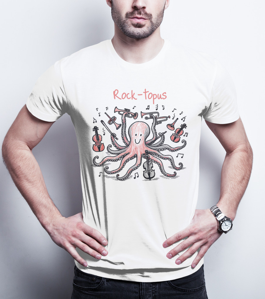 Rock-Topus Musical Octopus With Instruments And Notes T-Shirt