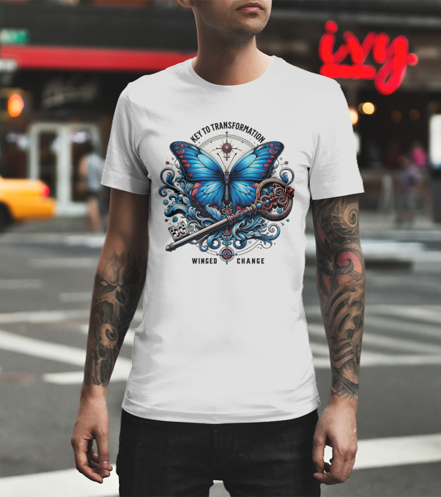 Key To Transformation Winged Change Butterfly And Key T-Shirt