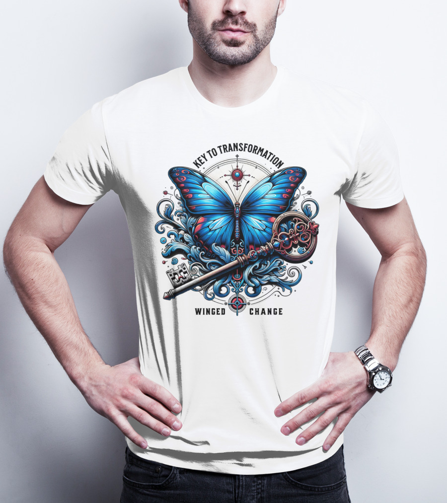 Key To Transformation Winged Change Butterfly And Key T-Shirt