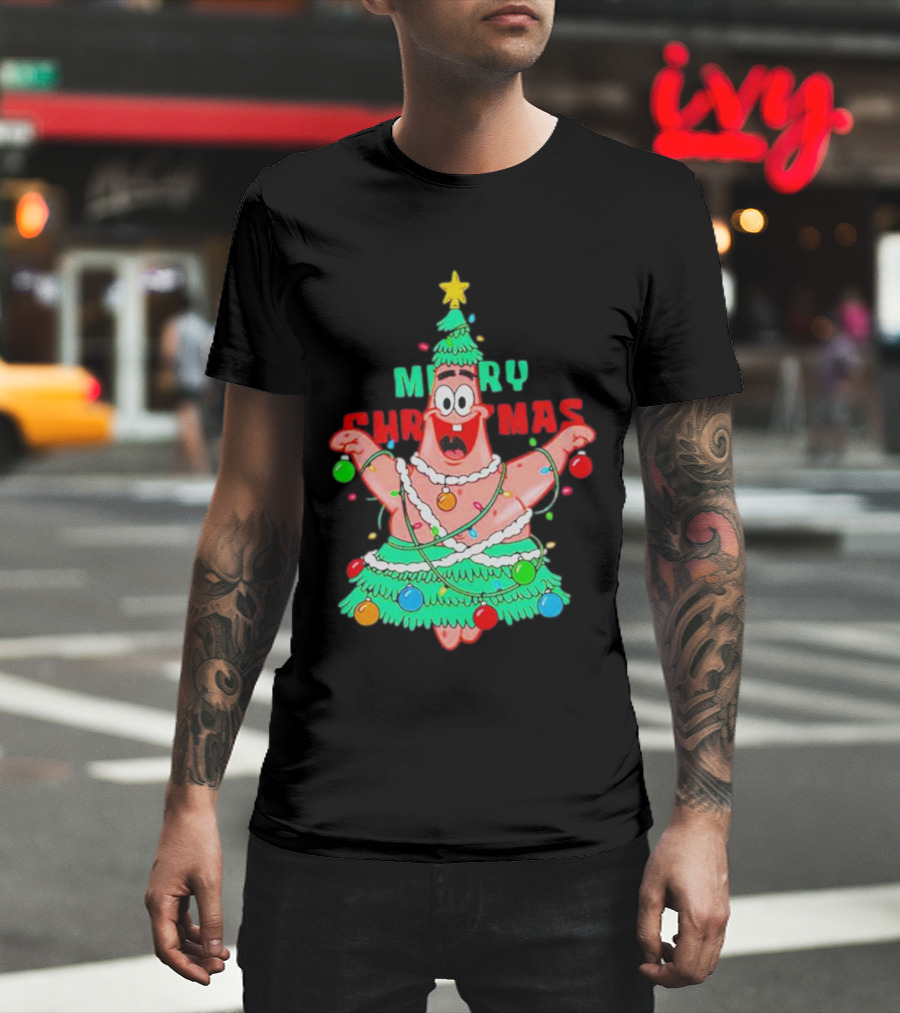 Patrick Star Merry Christmas Tree T-Shirt
