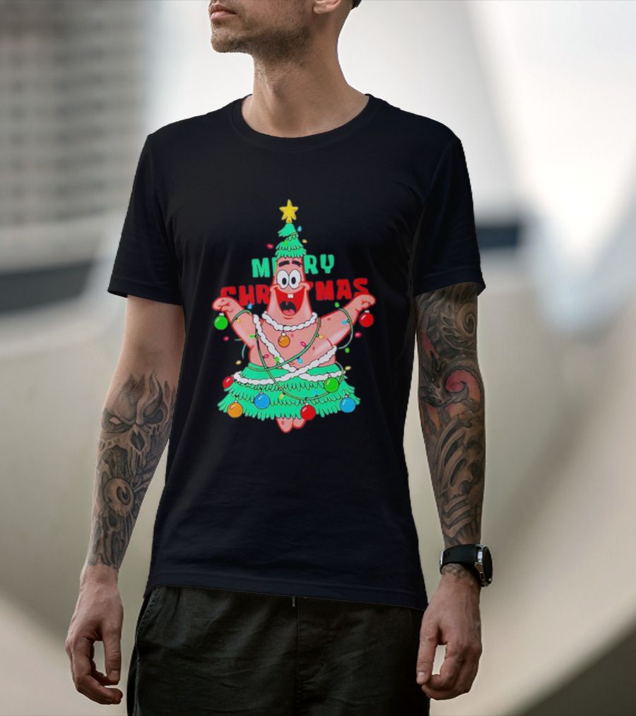 Patrick Star Merry Christmas Tree T-Shirt