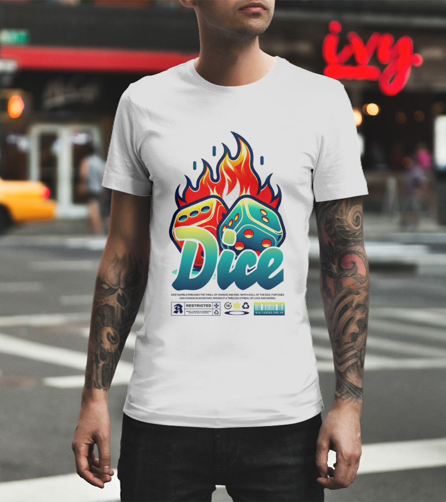 Dice Rolling Flames Exploding The Game Of Chance T-Shirt