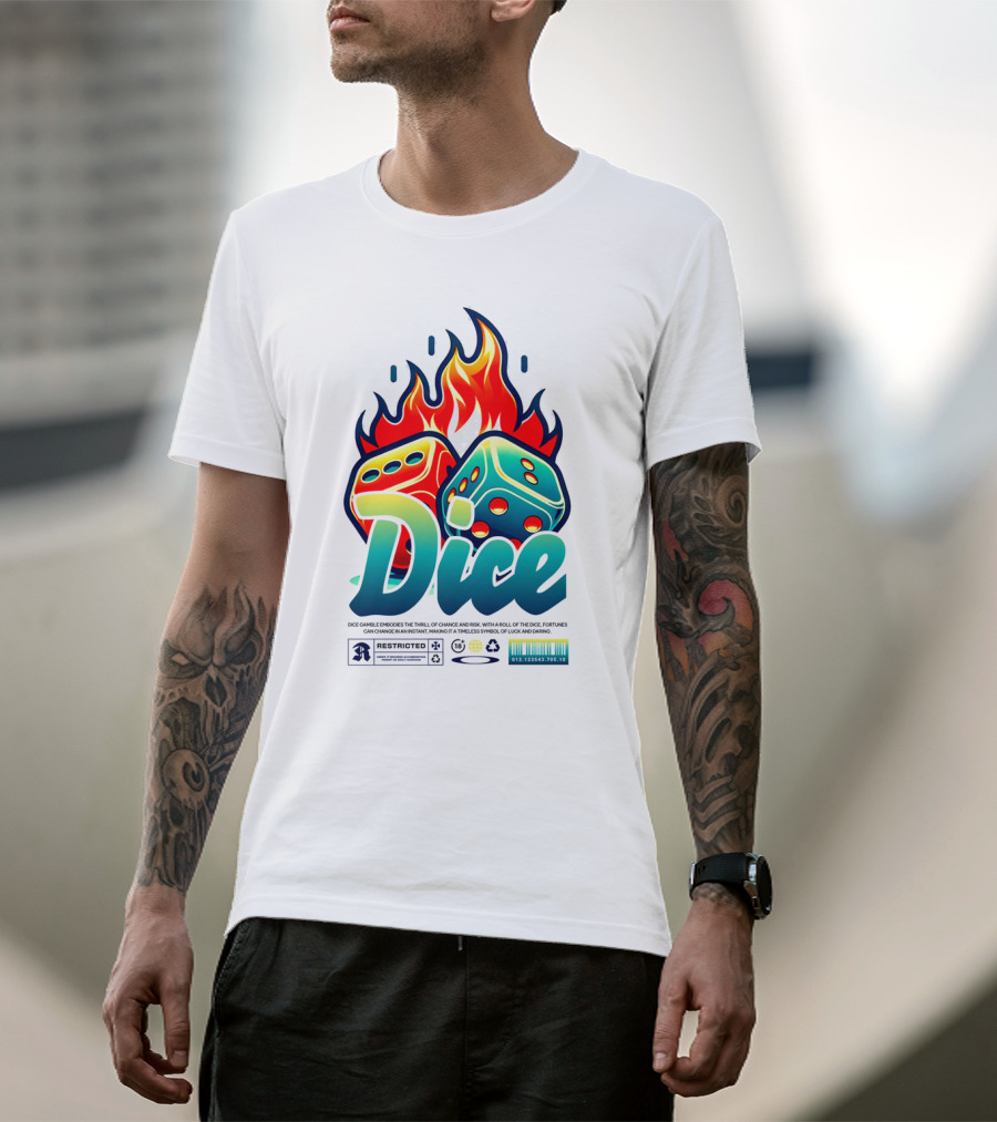 Dice Rolling Flames Exploding The Game Of Chance T-Shirt