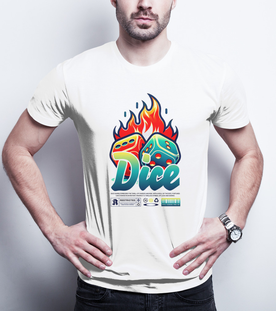 Dice Rolling Flames Exploding The Game Of Chance T-Shirt