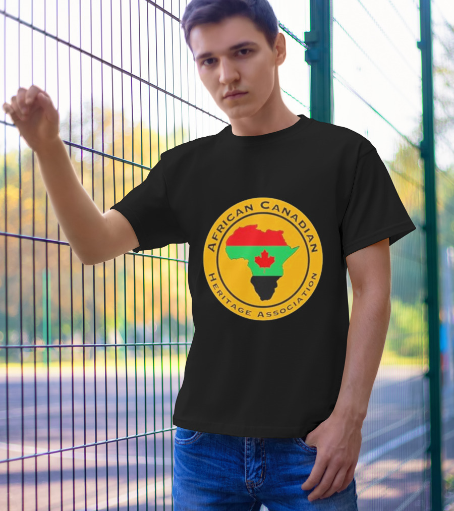 Papa Burgundy African Canadian Heritage Association African Map With Canadian Flag T-Shirt