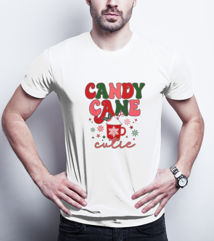 Candy Cane Cutie Mug Cocoa Holiday Oatmeal Natural T-Shirt