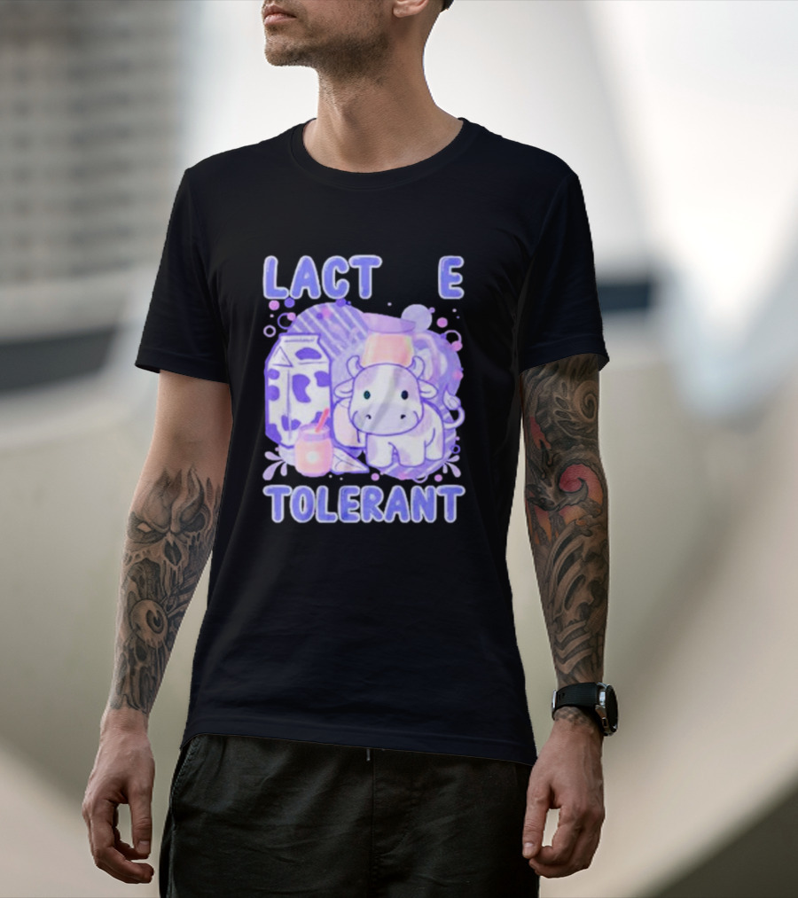 Lactose Intolerant Funny Milk Cow Cartoon T-Shirt