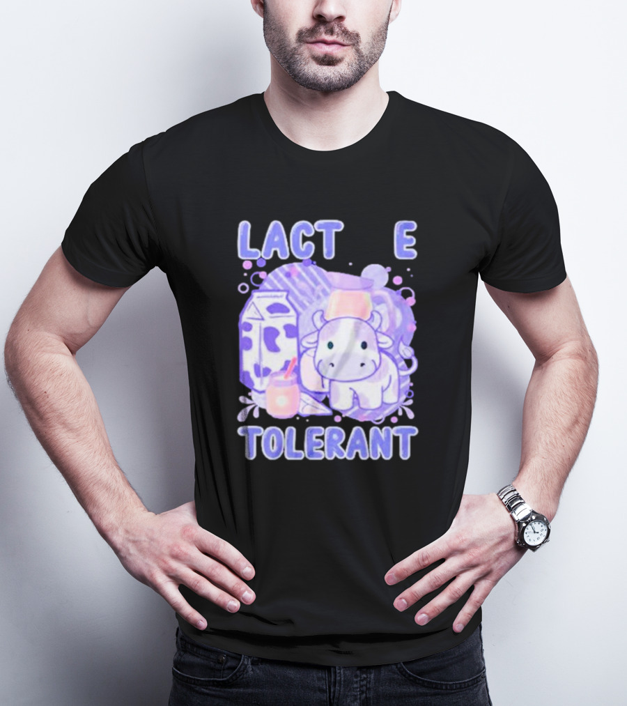 Lactose Intolerant Funny Milk Cow Cartoon T-Shirt