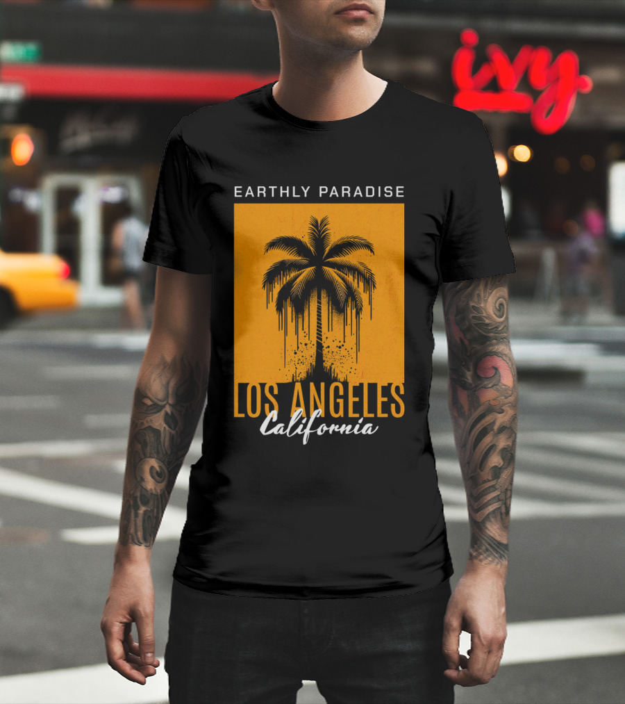 Earthly Paradise Los Angeles California Palm Tree T-Shirt