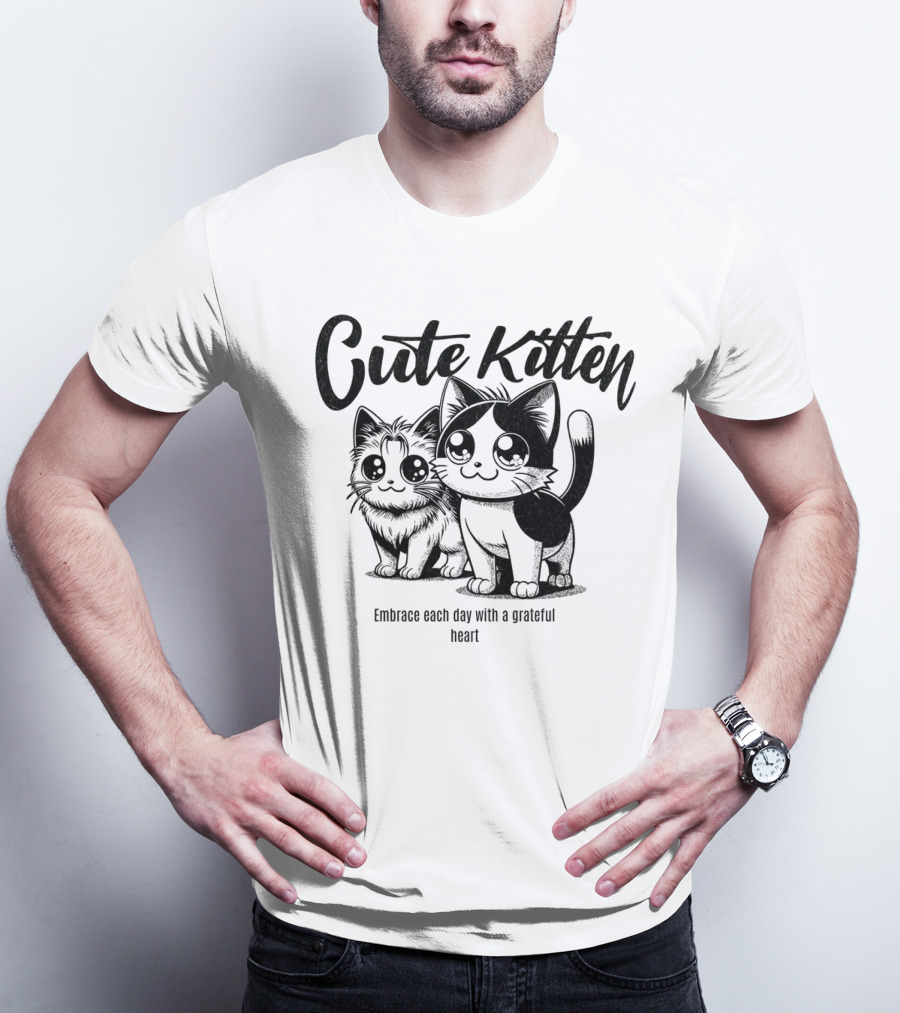 Cute Kitten Embrace Each Day With A Grateful Heart T-Shirt