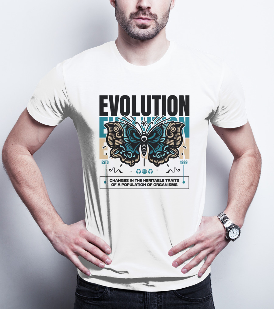 Evolution Butterfly Changes In Heritable Traits ESTD 1999 T-Shirt