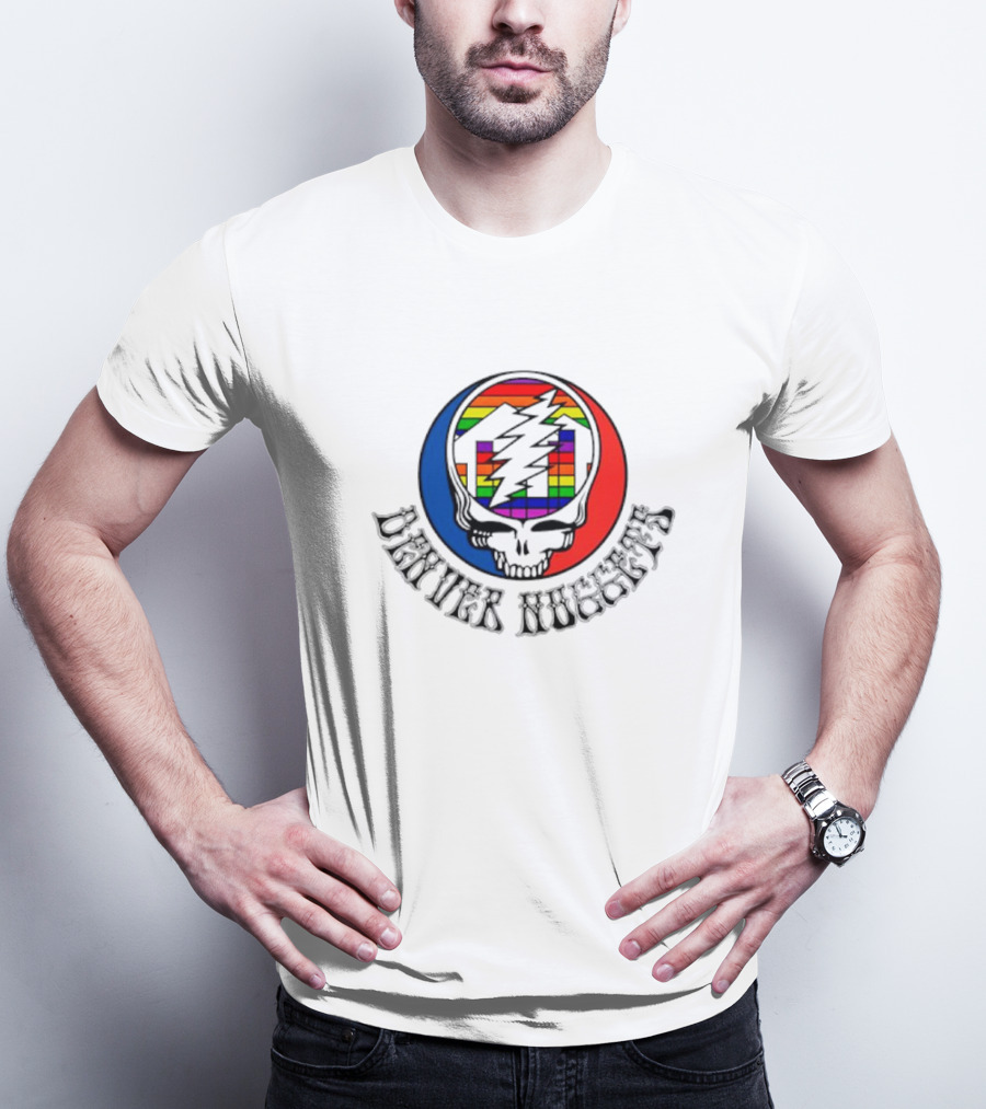 Denver Nuggets Grateful Dead Skull Rainbow Bolt T-Shirt