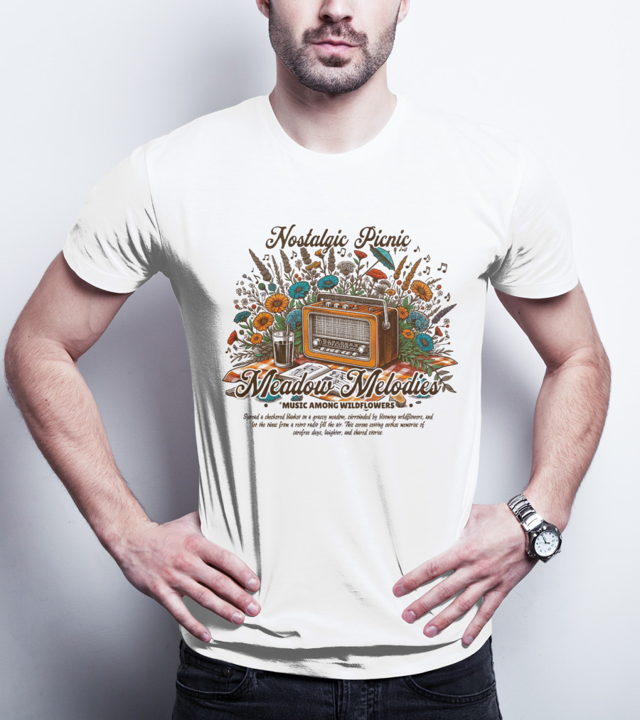 Nostalgic Picnic Meadow Melodies Music Among Wildflowers T-Shirt